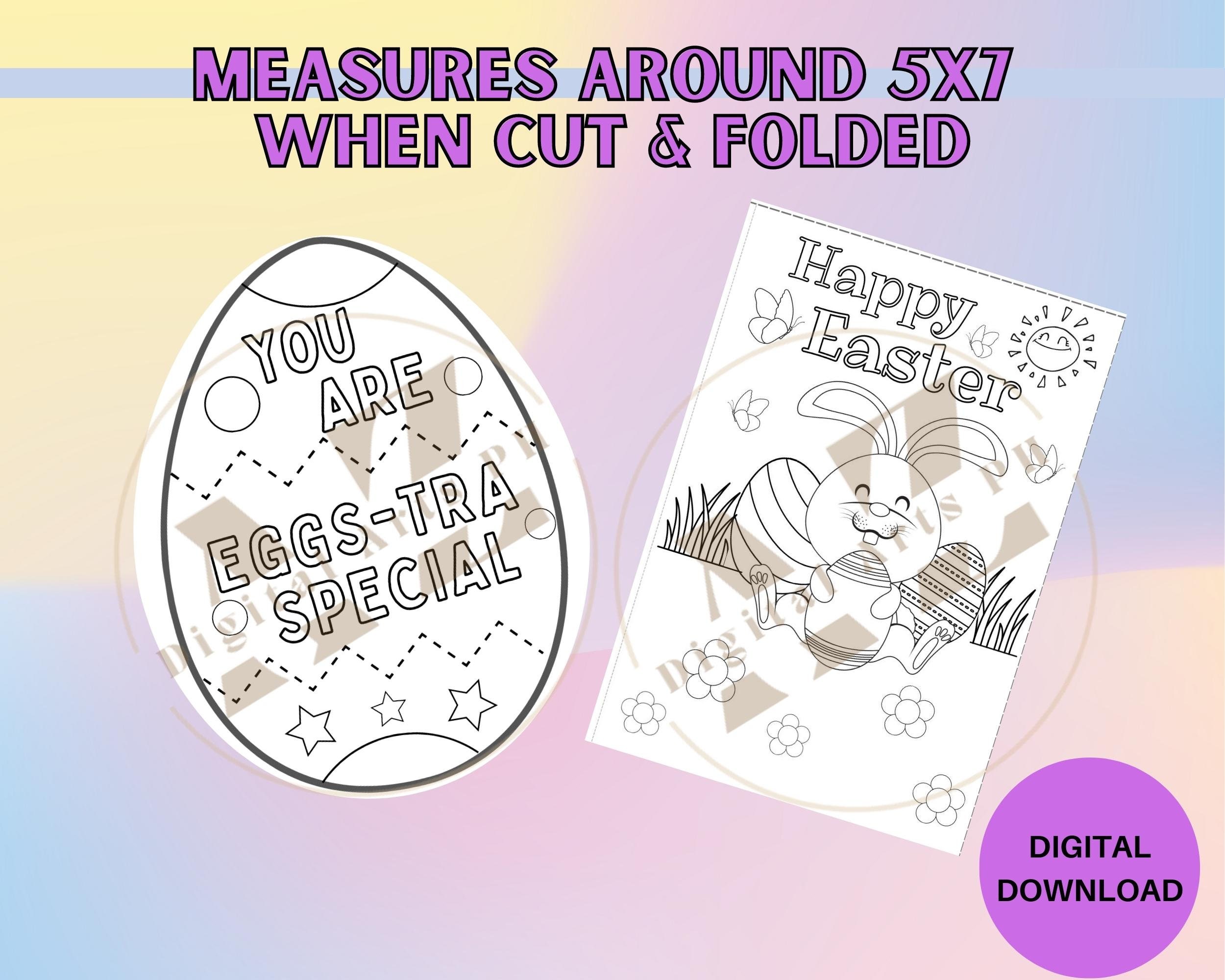 Printable Happy Easter Coloring Card, Easter Card, Holiday Greeting ...