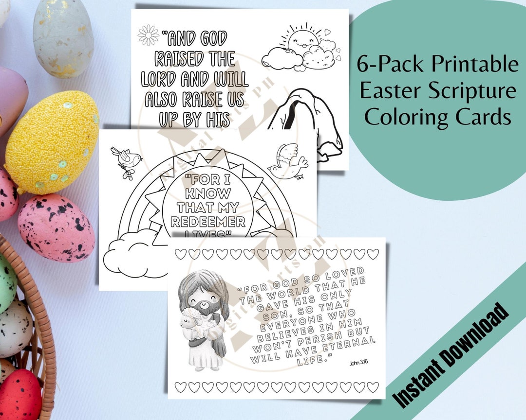 Printable Easter Coloring Cards, Easter Card, Holiday Greeting Card for ...