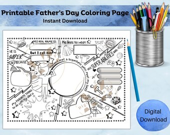 Happy Father's Day Printable Coloring Card All About Dad Worksheet ...