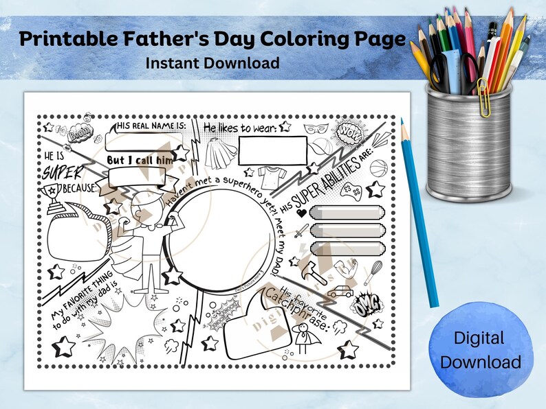 Printable All About Dad Worksheet With Printable Father's Day Card ...