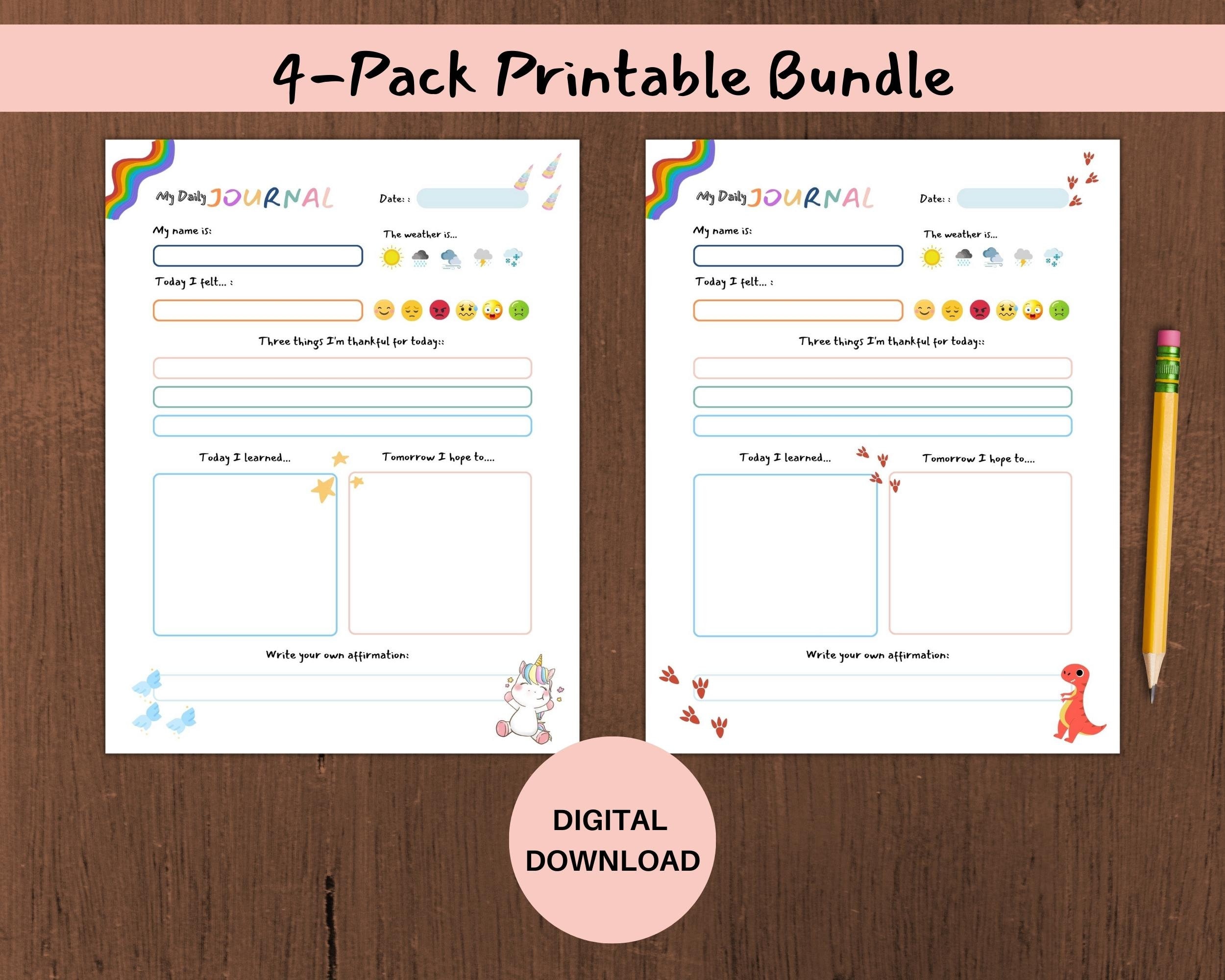 Kids Journal, Kids Printable, Kids Activity, Daily Journal Pages, Kids ...