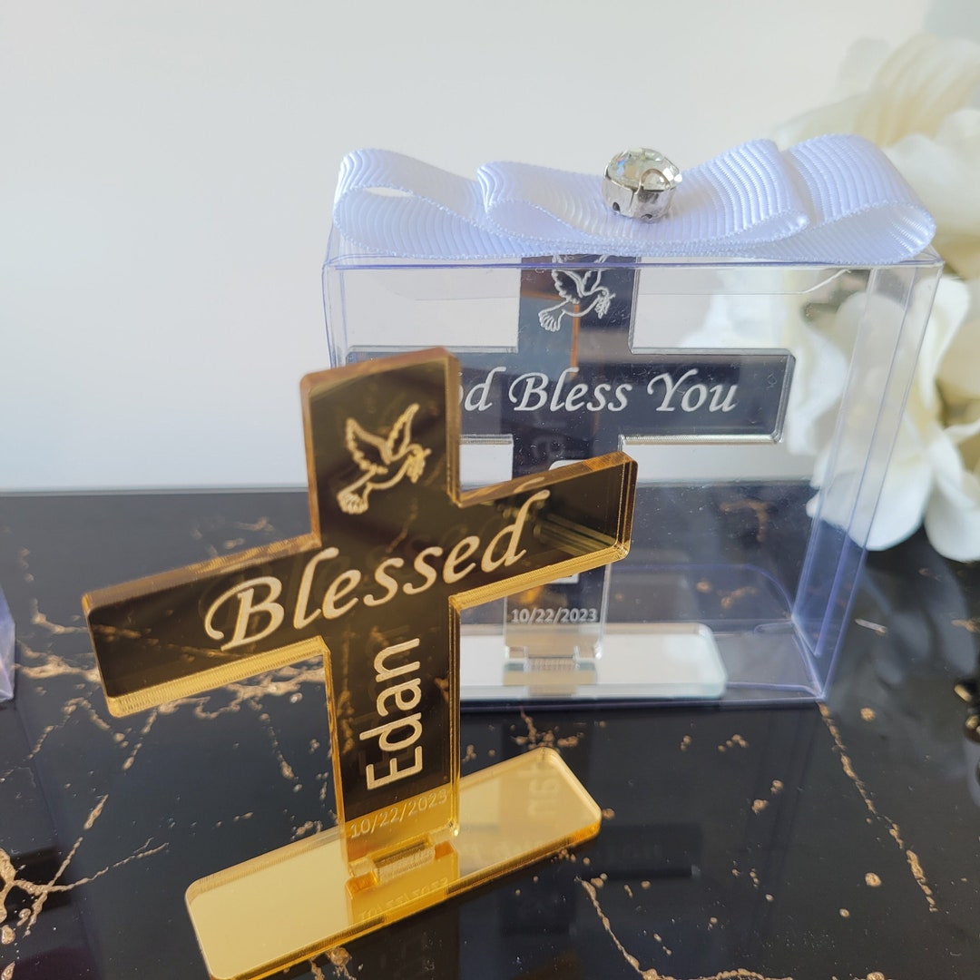 Personalized Plexiglass Cross Favors | Baptism Christening Gift With ...