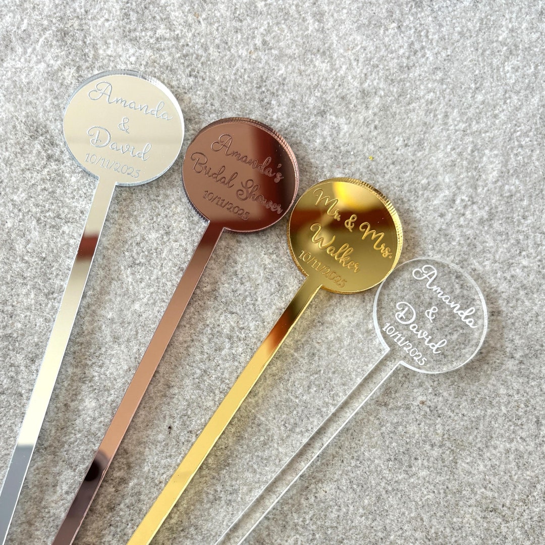 Personalized Acrylic Wedding Drink Stirrers, Custom Cocktail Sticks - Etsy