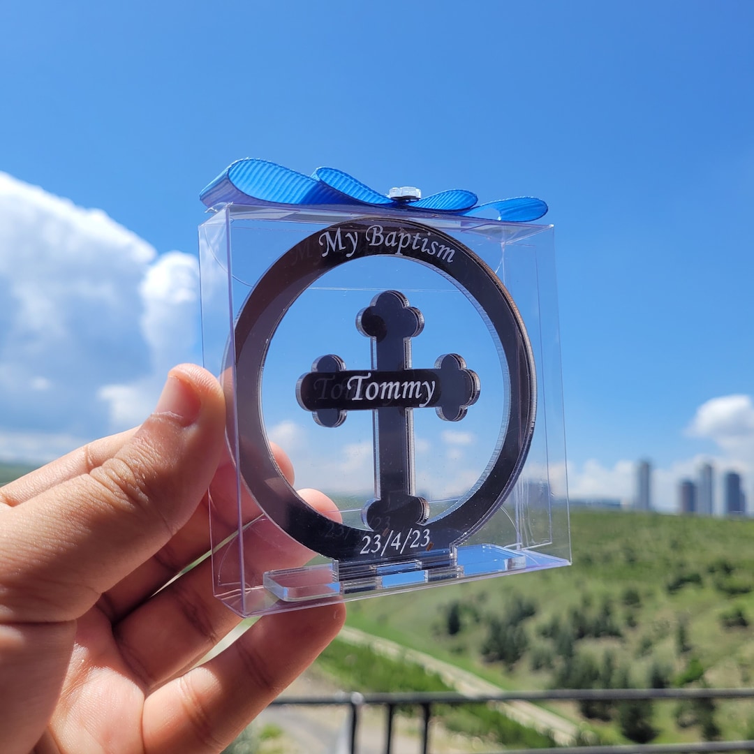 Custom Baptism Cross Favors, Baptism Party Thank You Gift for Boy and ...