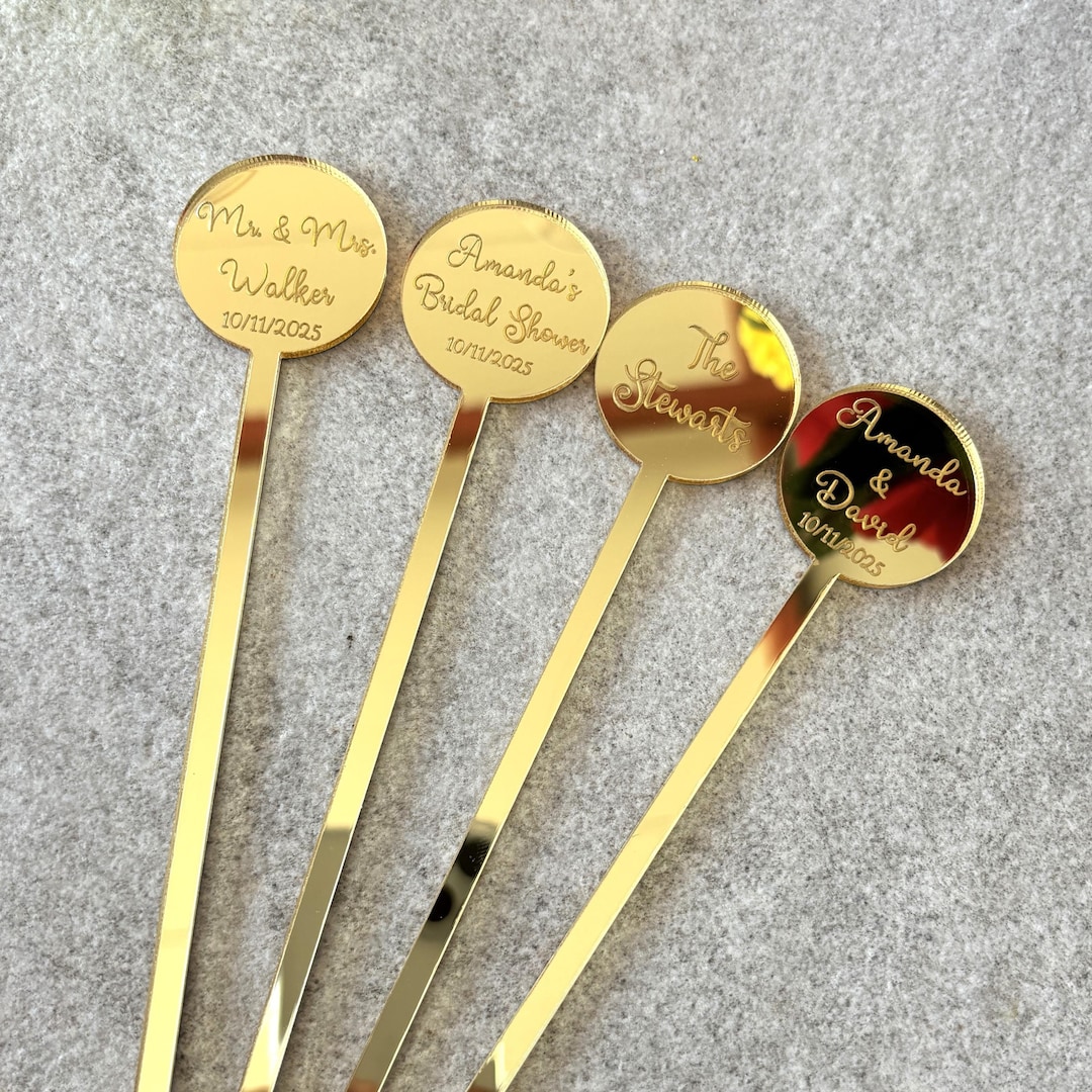 50 Pcs Personalized Wedding Drink Stirrers, Cocktail Stir Sticks, Table ...