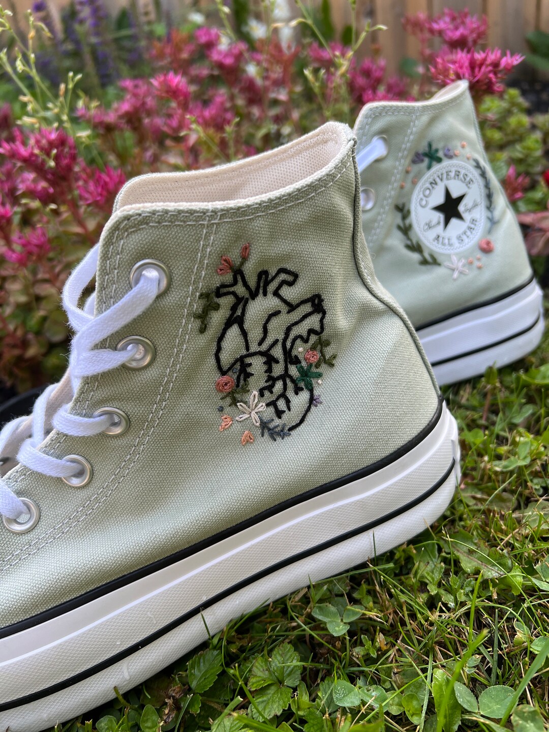 Converse Platform High Tops Custom; Converse Embroidery; Embroidered ...