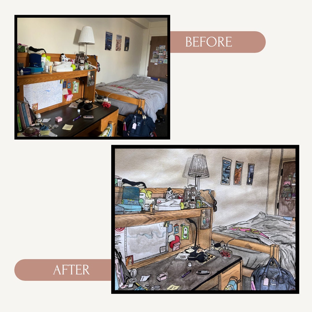 Custom Watercolor Dorm Room Portraits: Capture Your College Memories ...