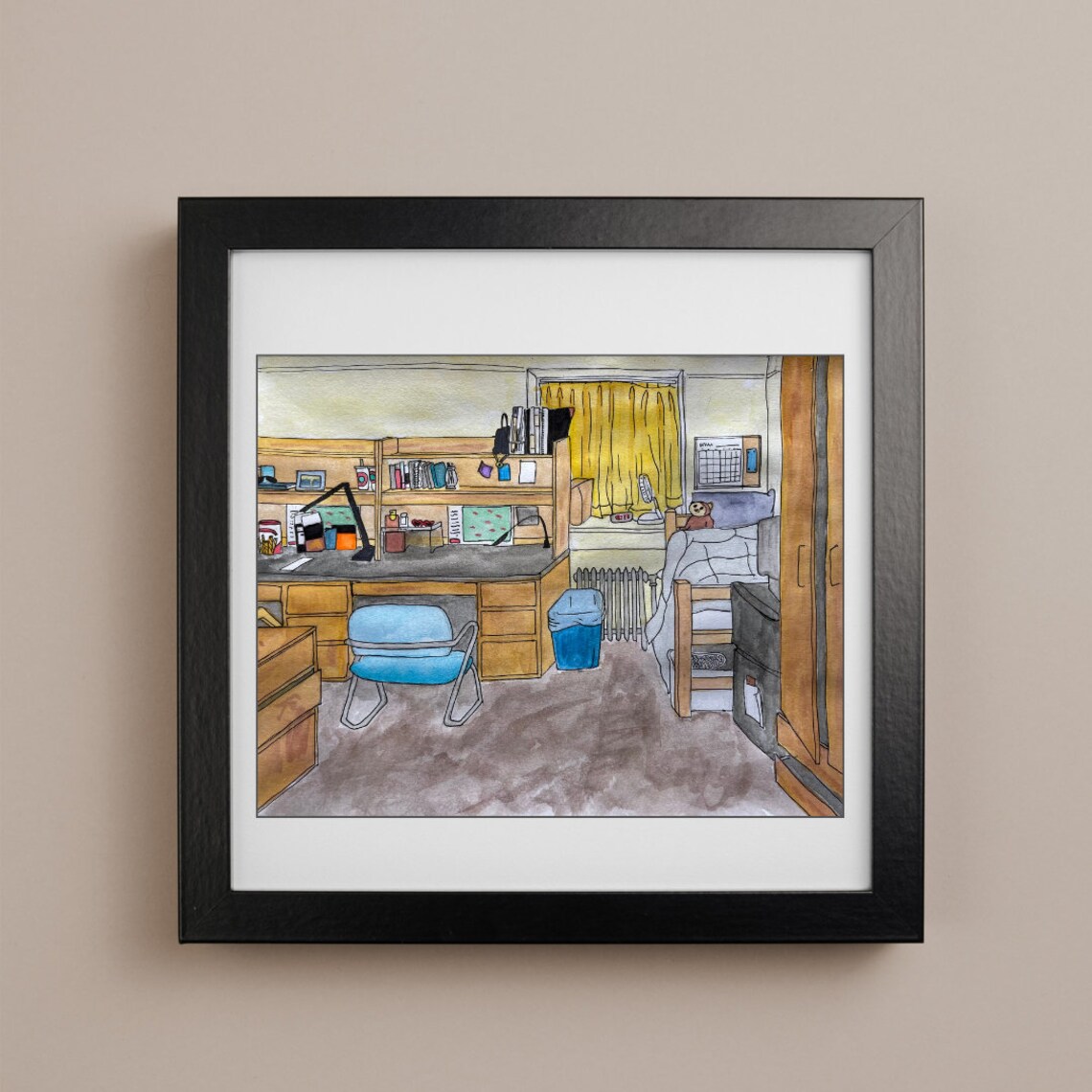 Custom Watercolor Dorm Room Portraits: Capture Your College Memories ...