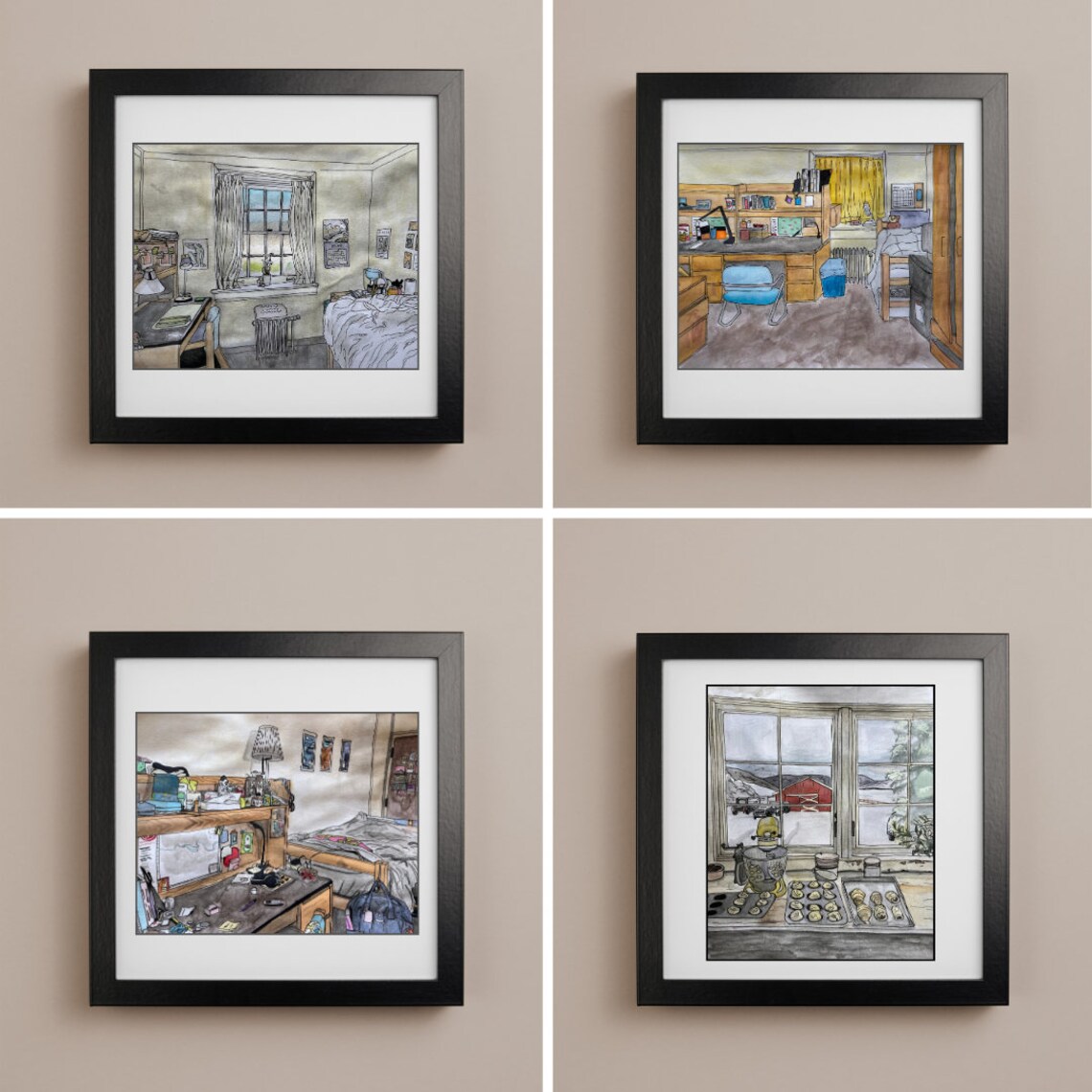 Custom Watercolor Dorm Room Portraits: Capture Your College Memories ...