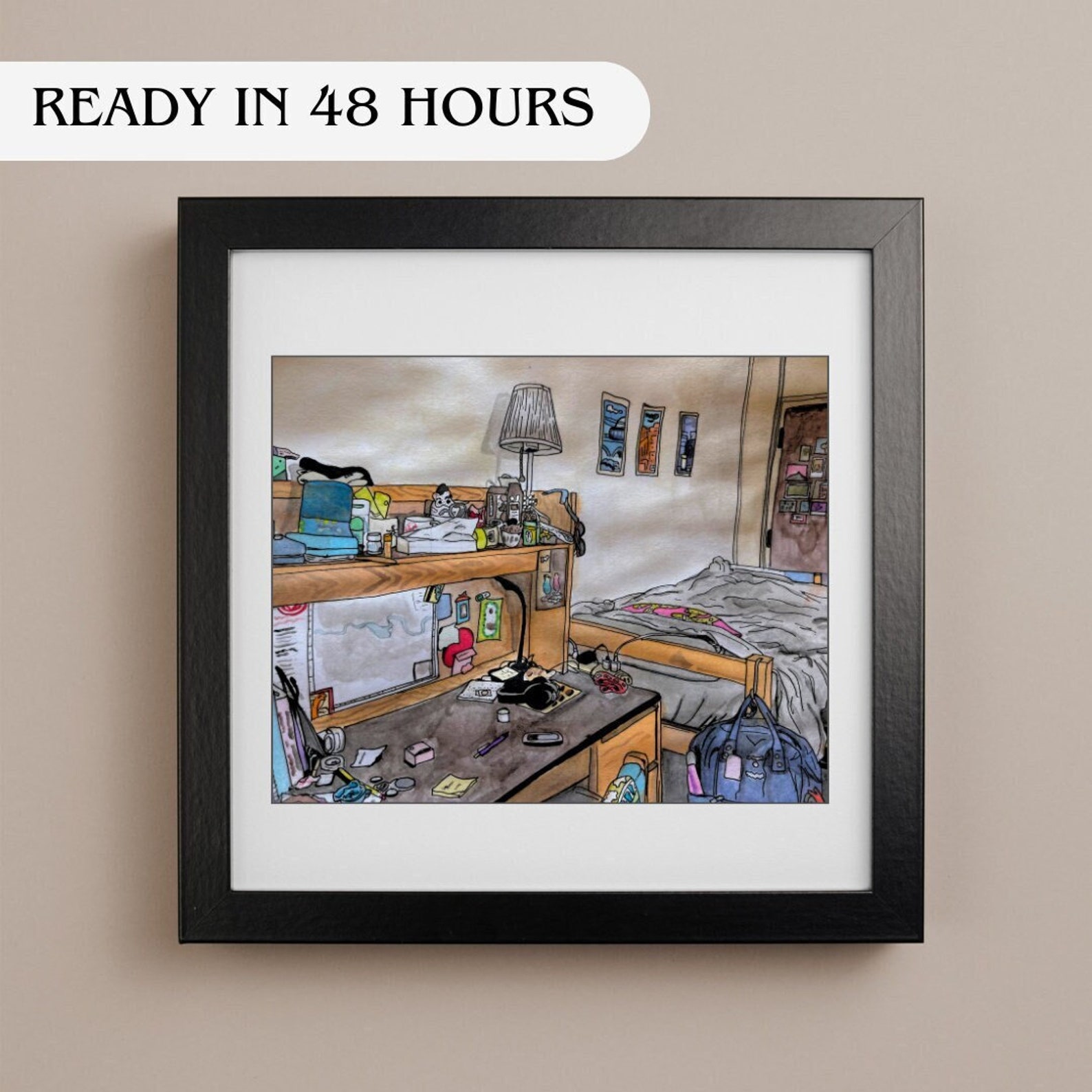 Custom Watercolor Dorm Room Portraits: Capture Your College Memories ...