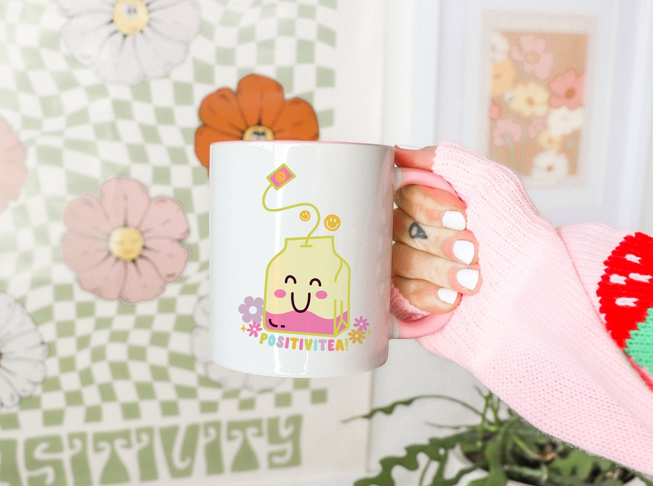 Positivitea Encouraging Positive Pink Tea 11oz Mug - for Your Morning ...