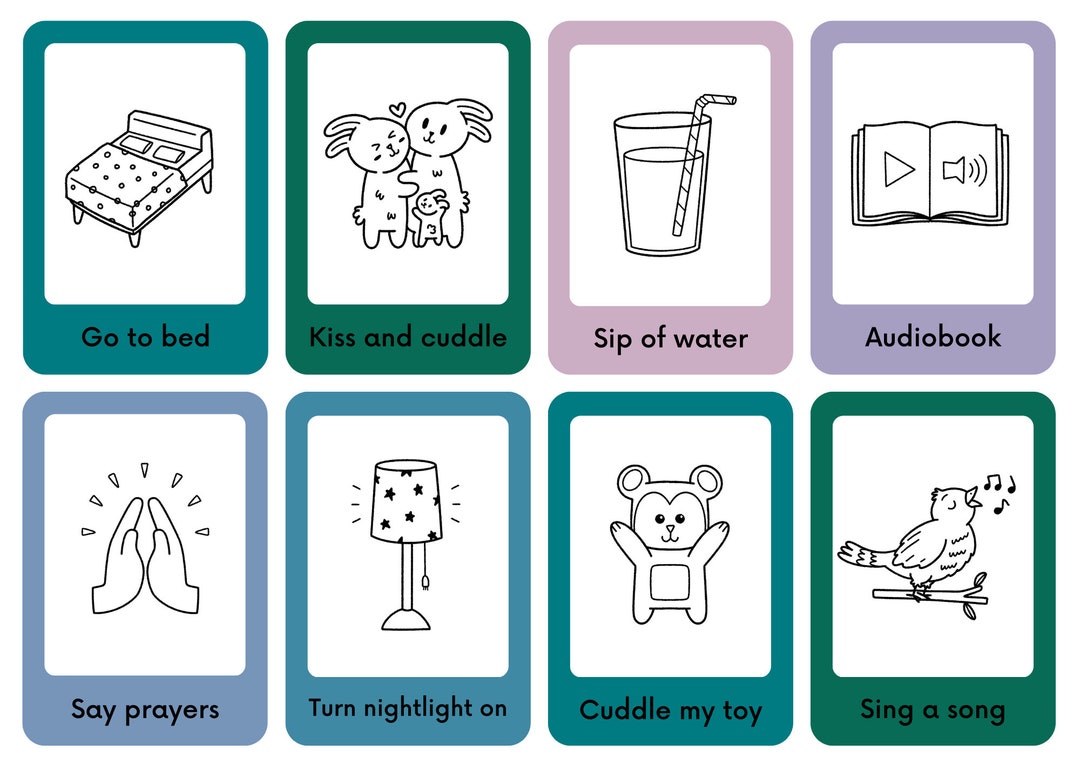 My Bedtime Routine Flashcards for Colouring In - Etsy