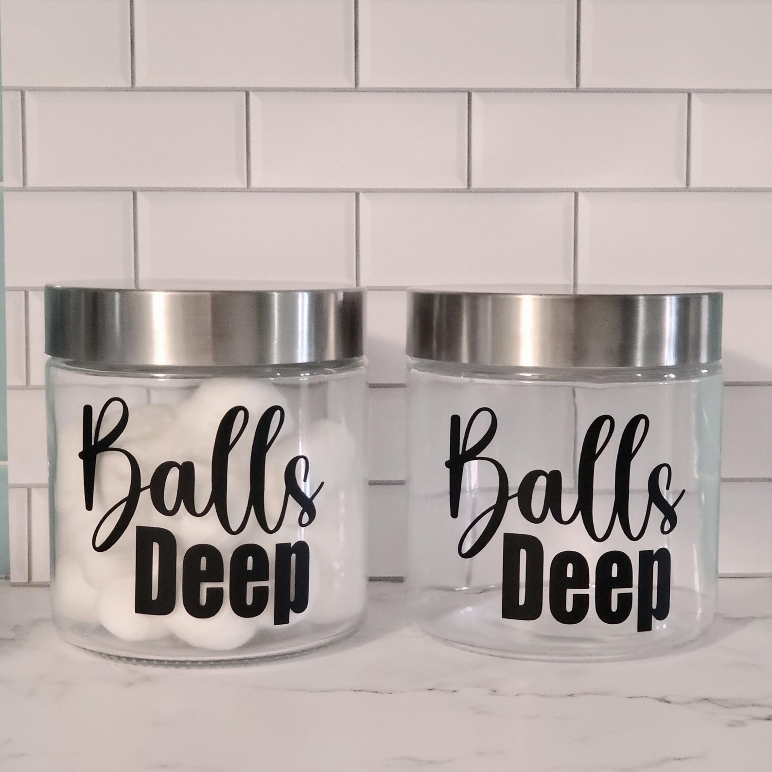 Funny Bathroom Storage Jars Decor for Bathroom Vanity Glass Jars ...