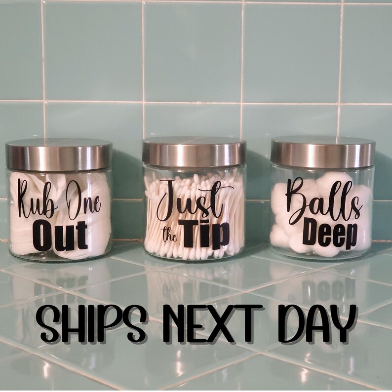 Funny Bathroom Storage Jars Decor for Bathroom Vanity Glass Jars ...