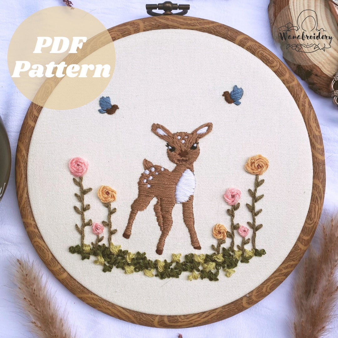 Deer Spring Embroidery Pattern for Beginners | Instant Digital Download ...