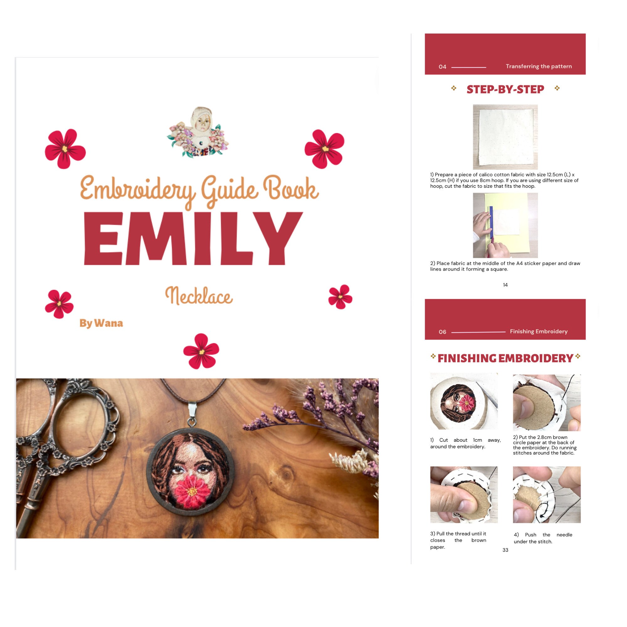 Necklace PDF Embroidery Pattern Flower Girl || Embroidery Hoop Art ...