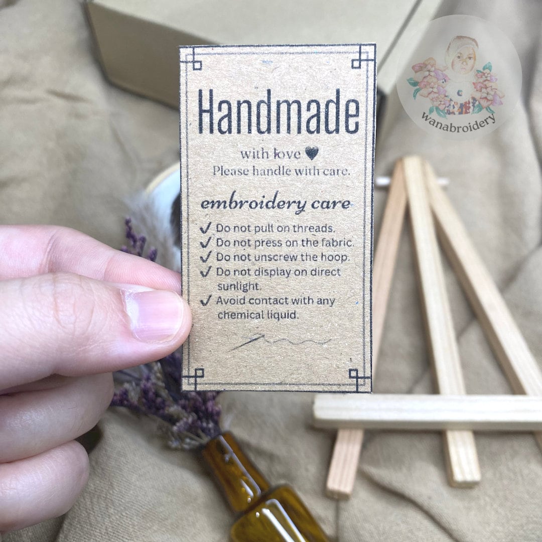 Instant Printable Hand Embroidery Care Card, Handmade Small Business ...
