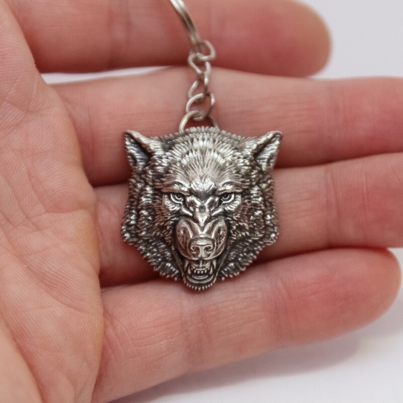 Wolf Head Keychain - Etsy