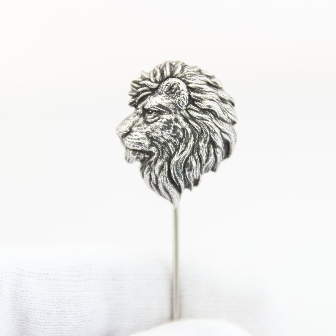 Stick Pin Lion Head Lapel Brooch Lion Jewelry I Love Lions Wilije - Etsy