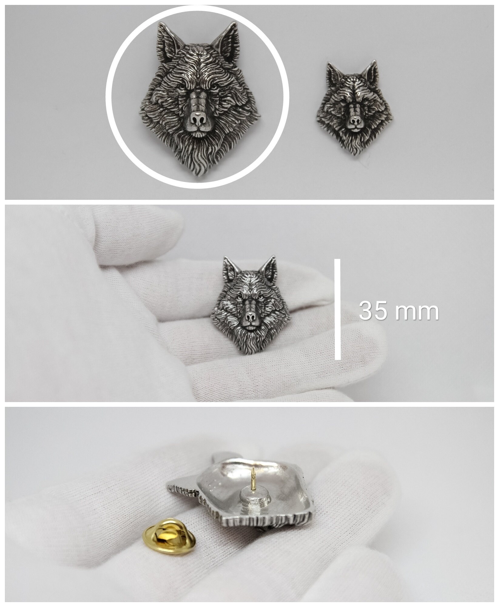 Pewter Pin Wolf Leader Metal Badge Wolf Head Handmade Brooch - Etsy