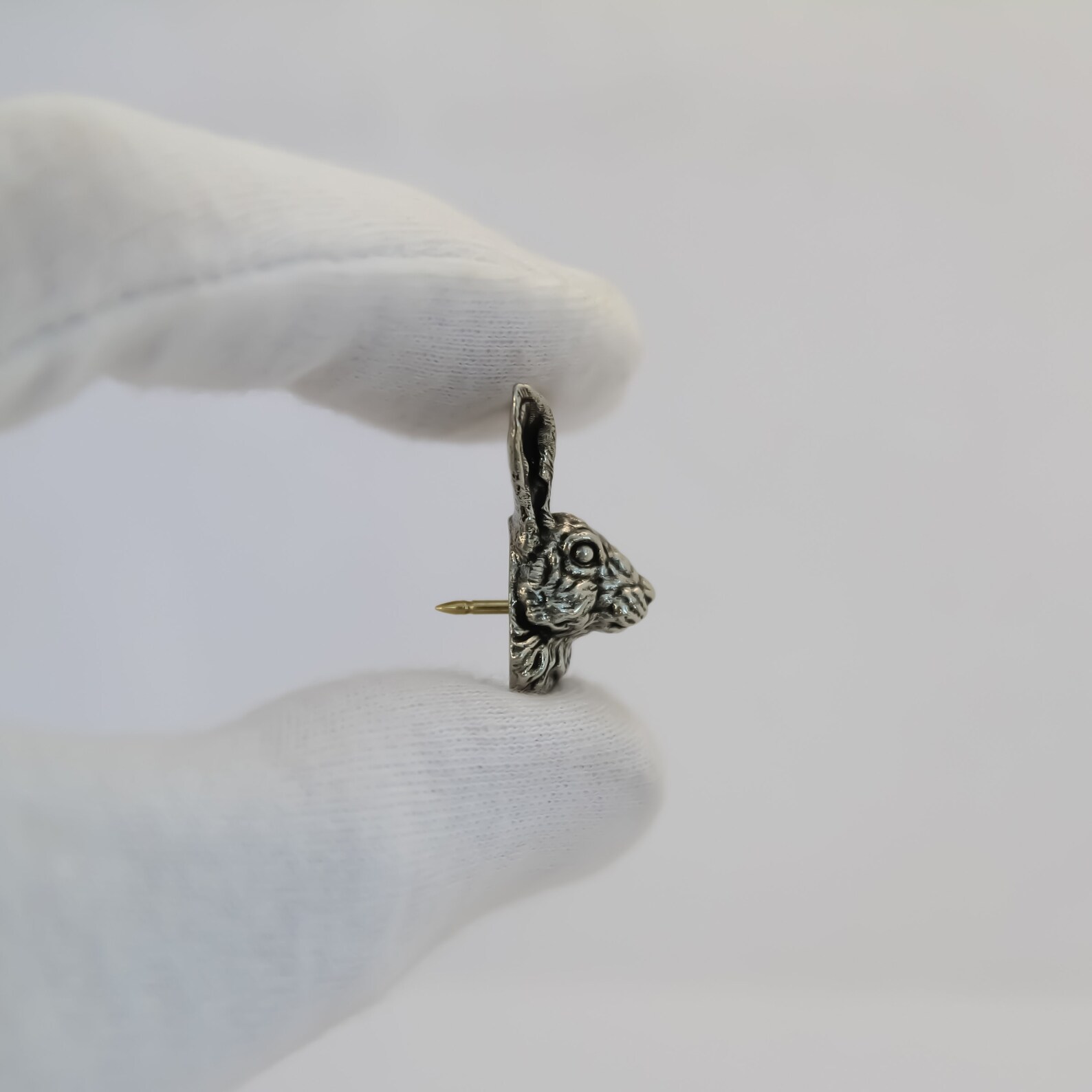 Pewter Pin Rabbit Brooch Hare Head Relief Badge I Love Hares & Rabbits ...