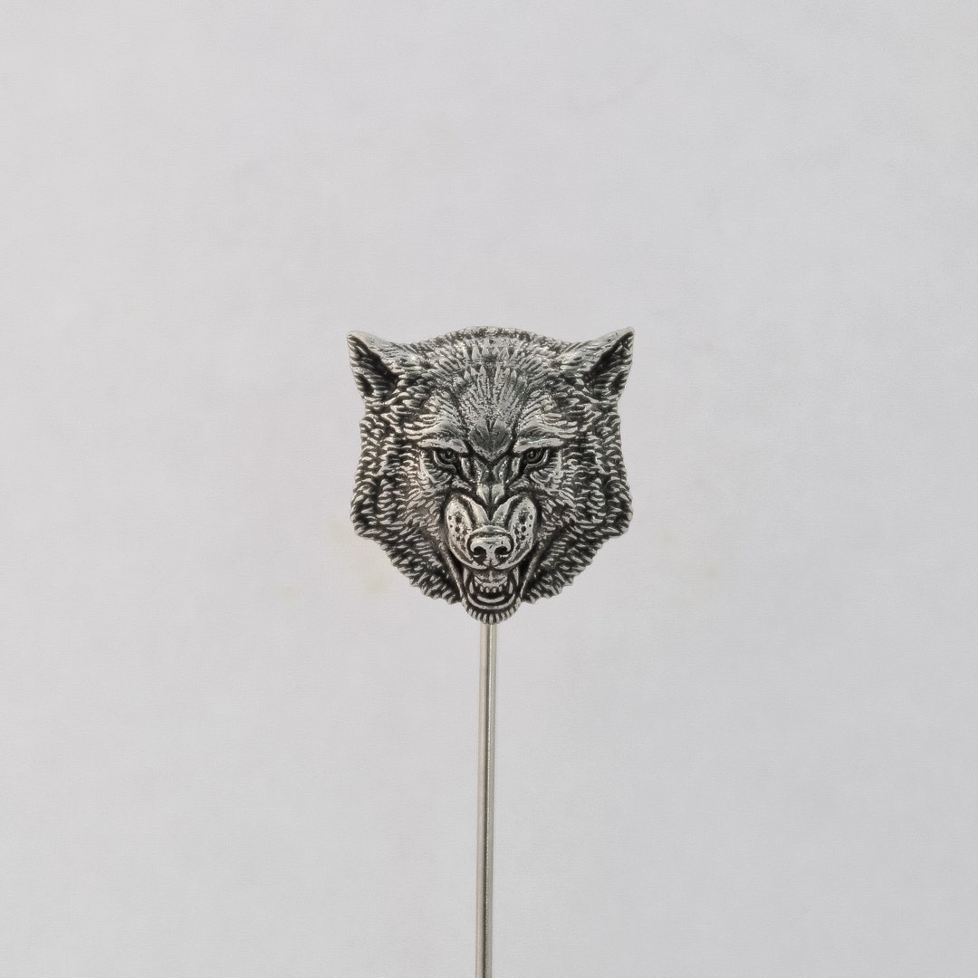 Lapel Pin Angry Wolf Stick Brooch Wolf Grinning I Love Wolves Wilije - Etsy