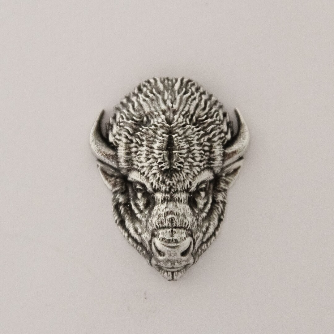Metal Badge Bison Head Relief Brooch Bison Pewter Pins Animals Wilije ...