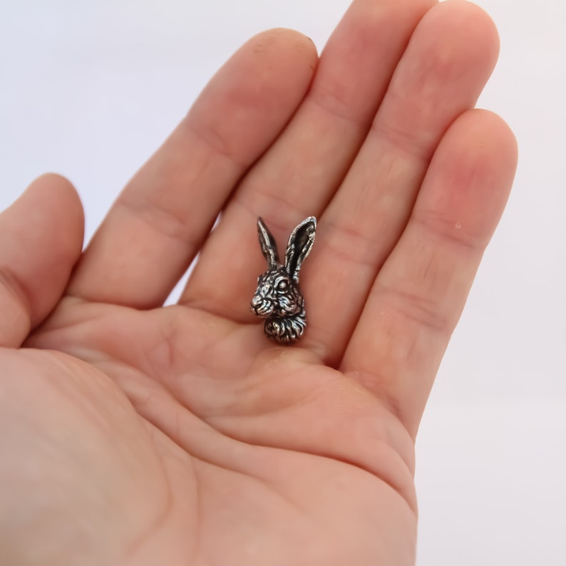 Pewter Pin Rabbit Brooch Hare Head Relief Badge I Love Hares & Rabbits ...