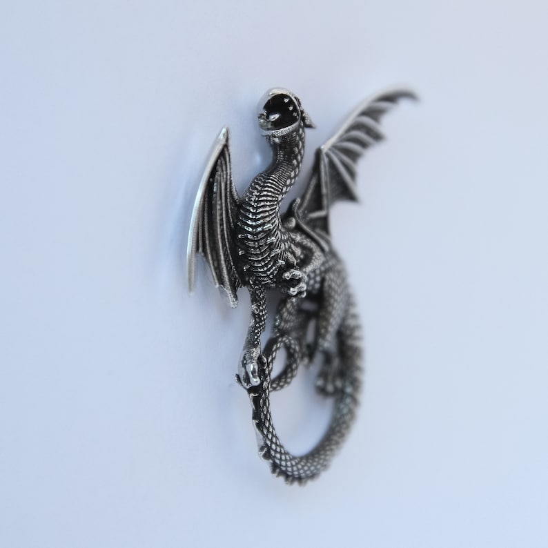 Exclusive Brooch Dragon Handmade Badge Dragons Pewter Pin Dragon ...