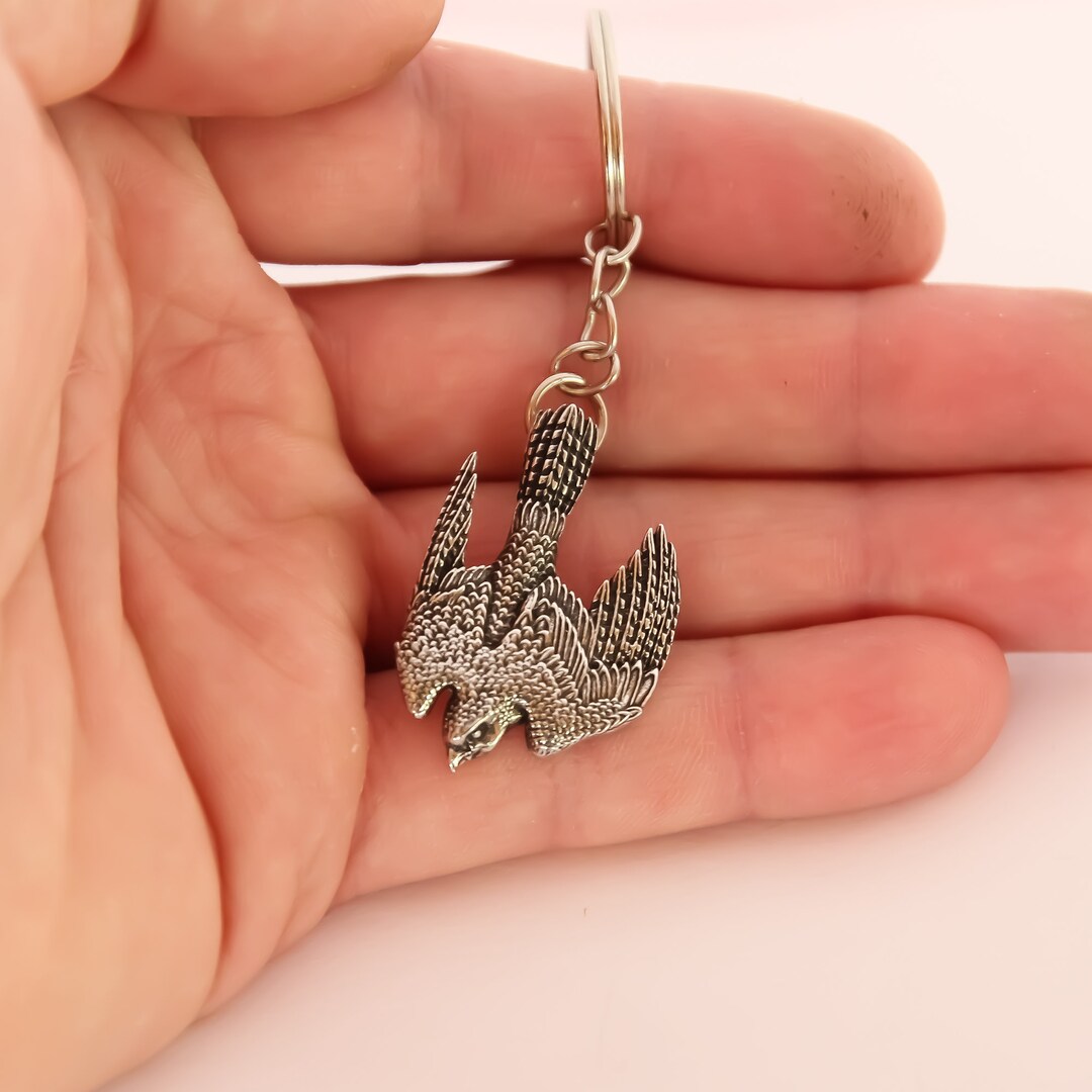 Relief Keychain Peregrine Falcon Metal Keyring Falcon Pendant Wilije - Etsy