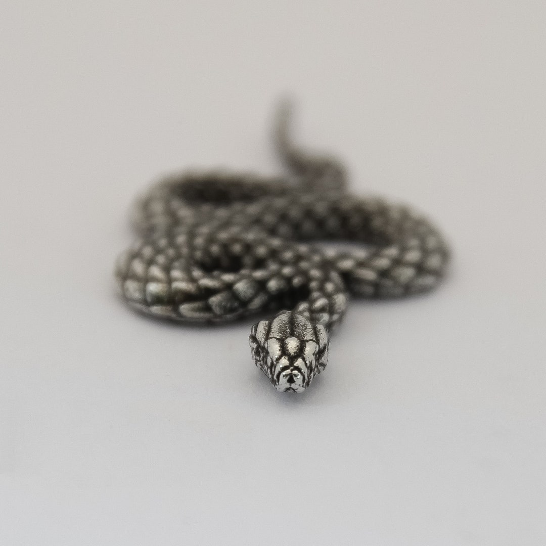 Pewter Pin Rattlesnake Handmade Highly Detailed Brooch Gift for Snakes ...