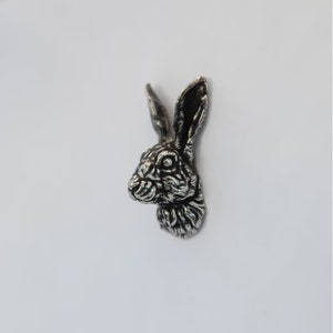 Pewter Pin Rabbit Brooch Hare Head Relief Badge I Love Hares & Rabbits ...