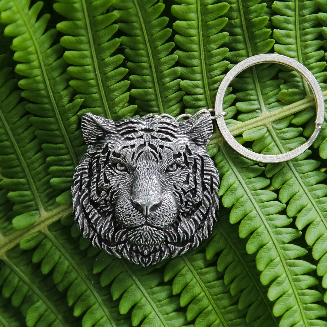 Relief Keyring Tiger Metal Keychain Tiger Head Pendant Tiger Talisman ...