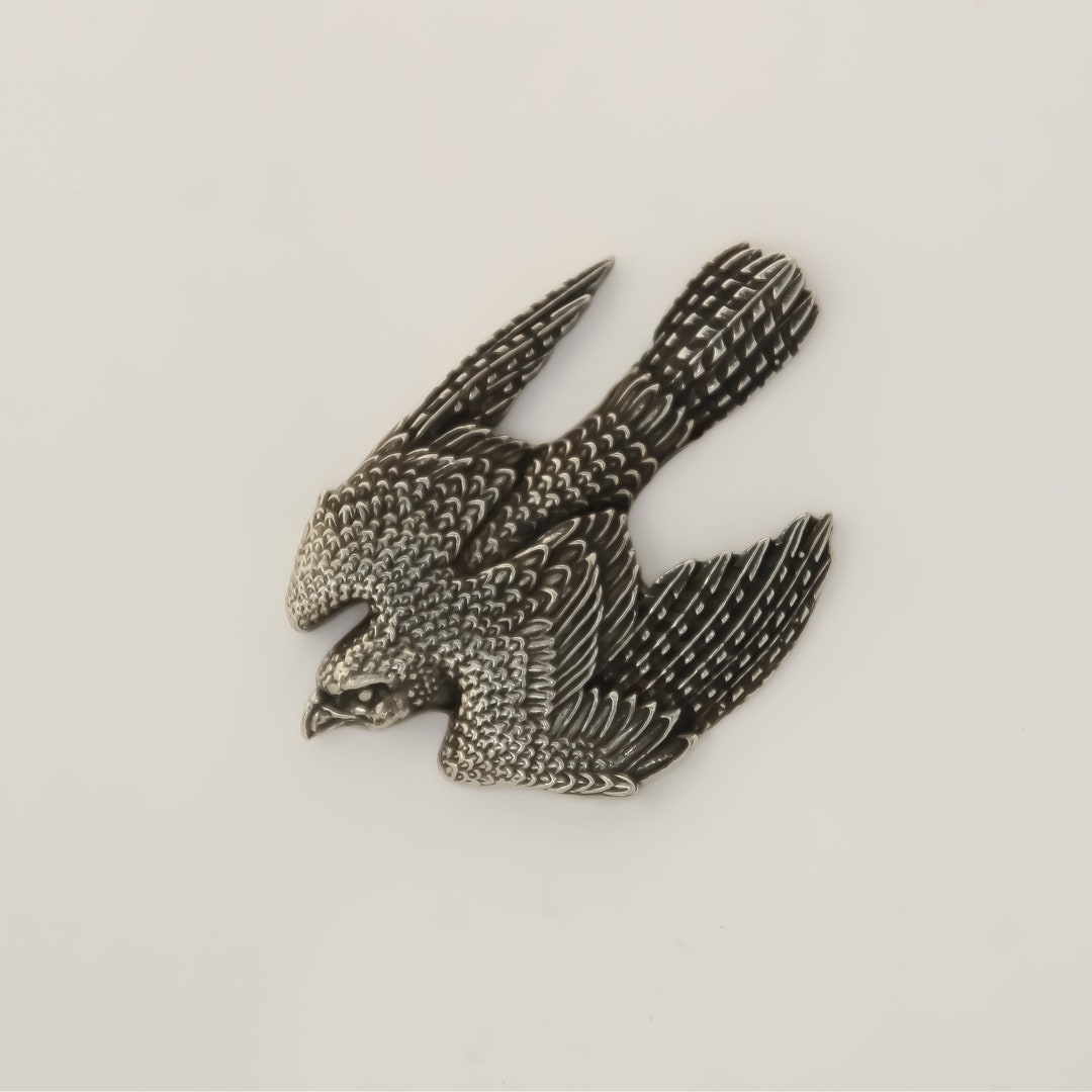 Handmade Peregrine Falcon Pewter Brooch: Detailed Bird Badge - Etsy