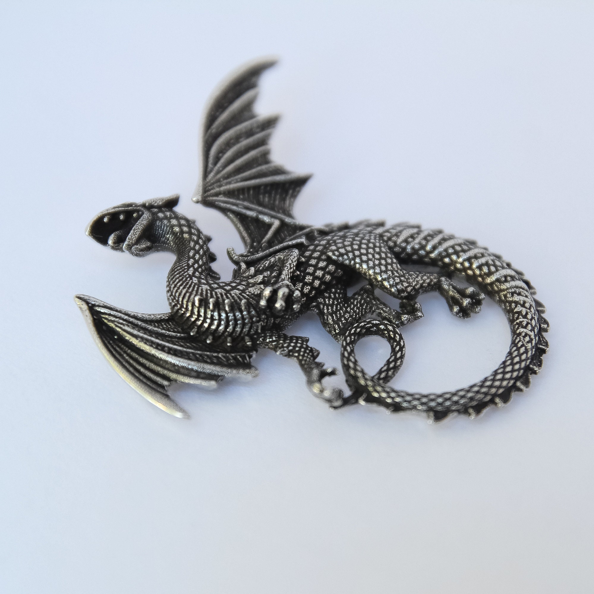 Exclusive Brooch Dragon Handmade Badge Dragons Pewter Pin Dragon ...