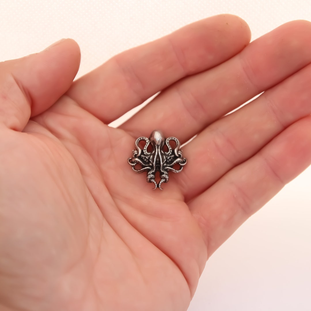 Elegant Brooch Octopus Pewter Pin Octopus Handmade Badge Octopus ...