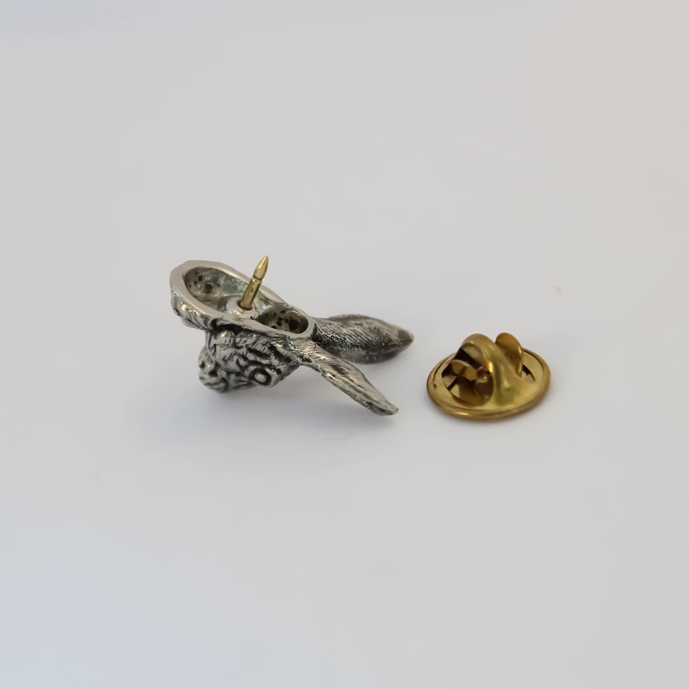 Pewter Pin Rabbit Brooch Hare Head Relief Badge I Love Hares & Rabbits ...