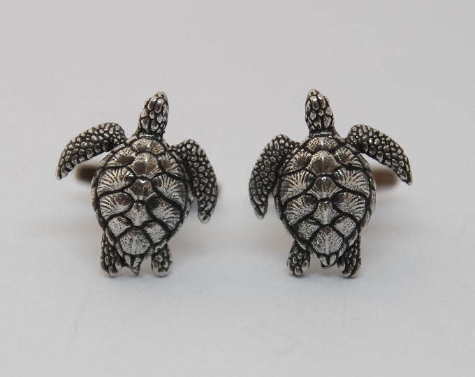 Turtle Shell Antique Silver Plated Cufflinks Steampunk - Etsy