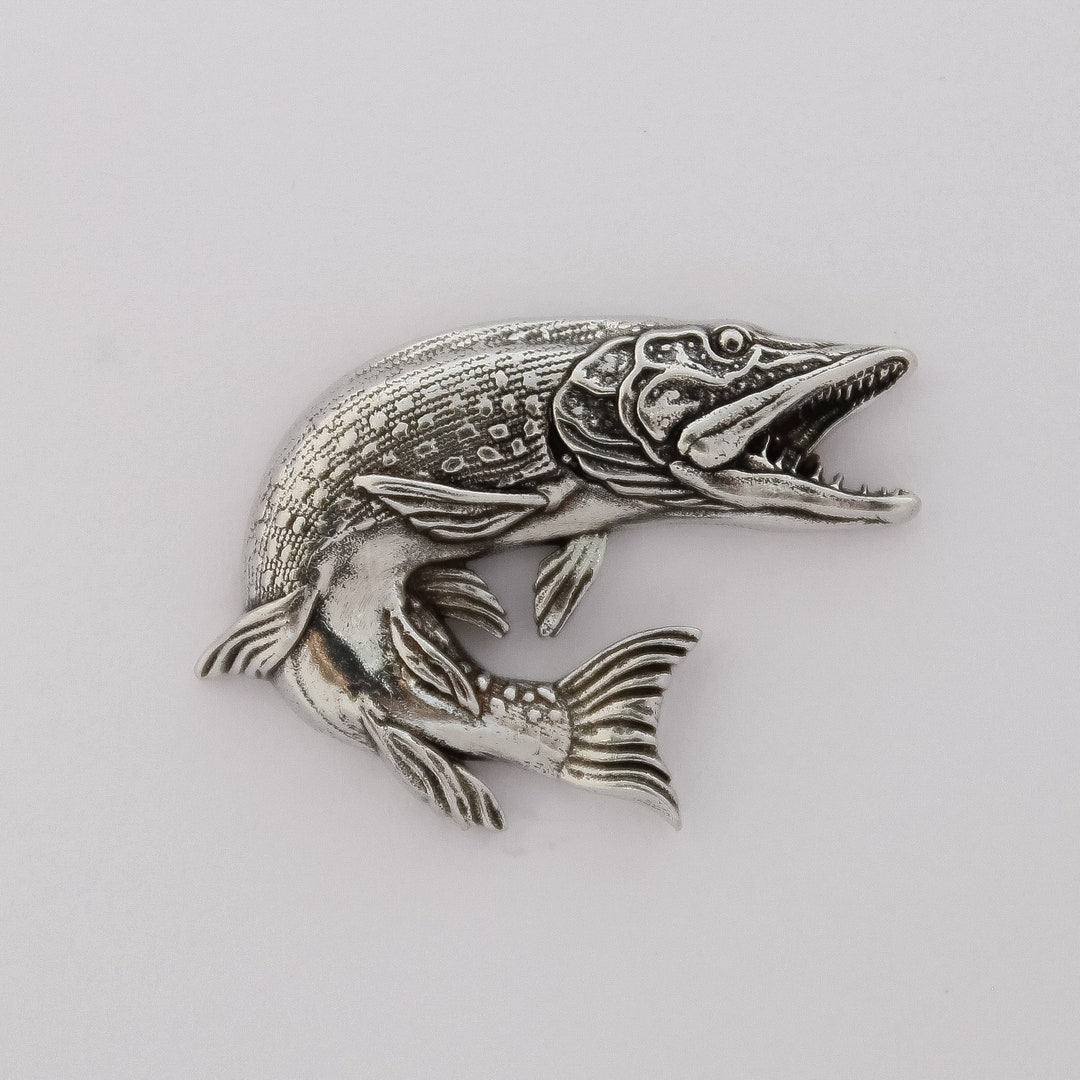 Pewter Pin Pike Handmade Fishing Badge Fish Gift for Fisherman - Etsy