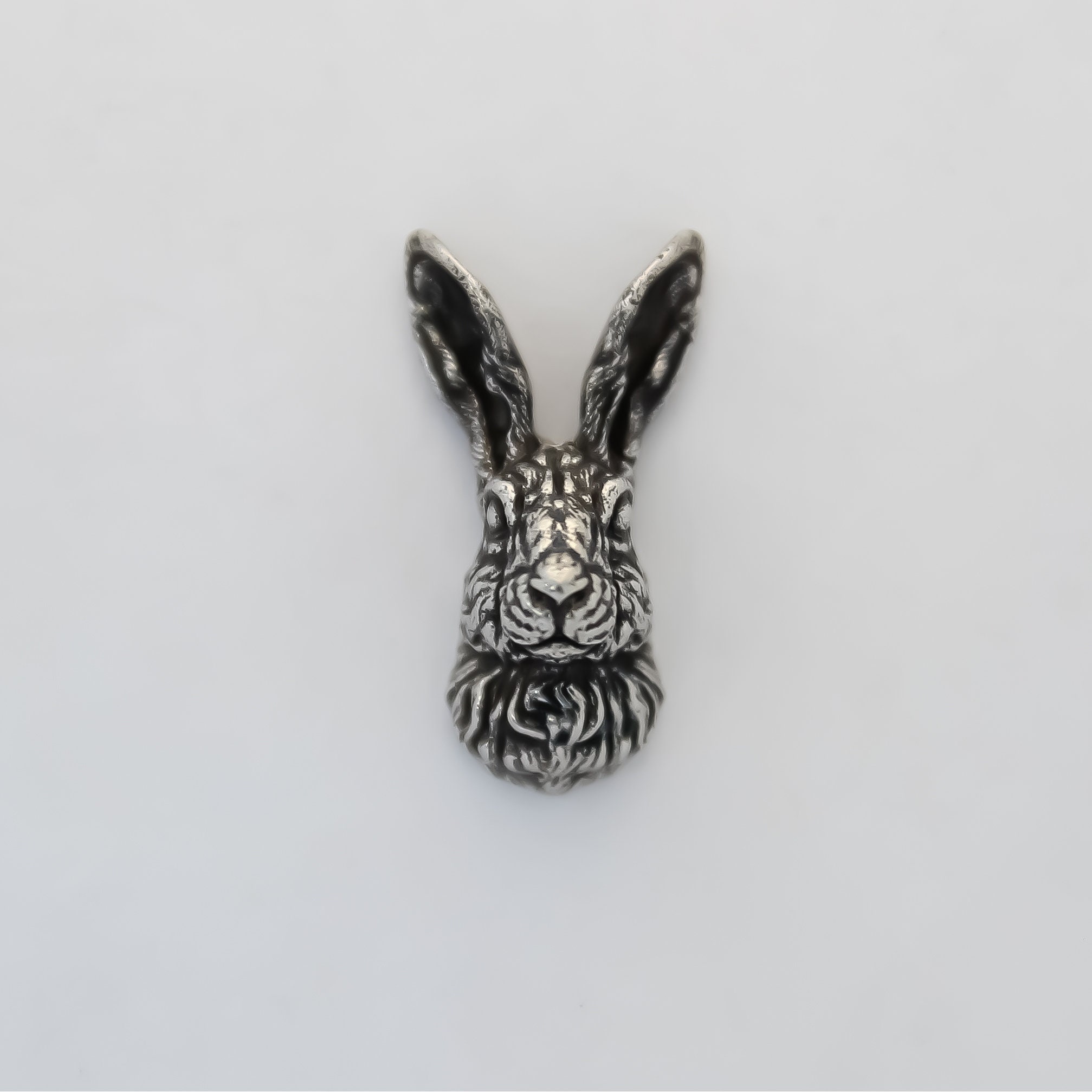 Pewter Pin Rabbit Brooch Hare Head Relief Badge I Love Hares & Rabbits ...