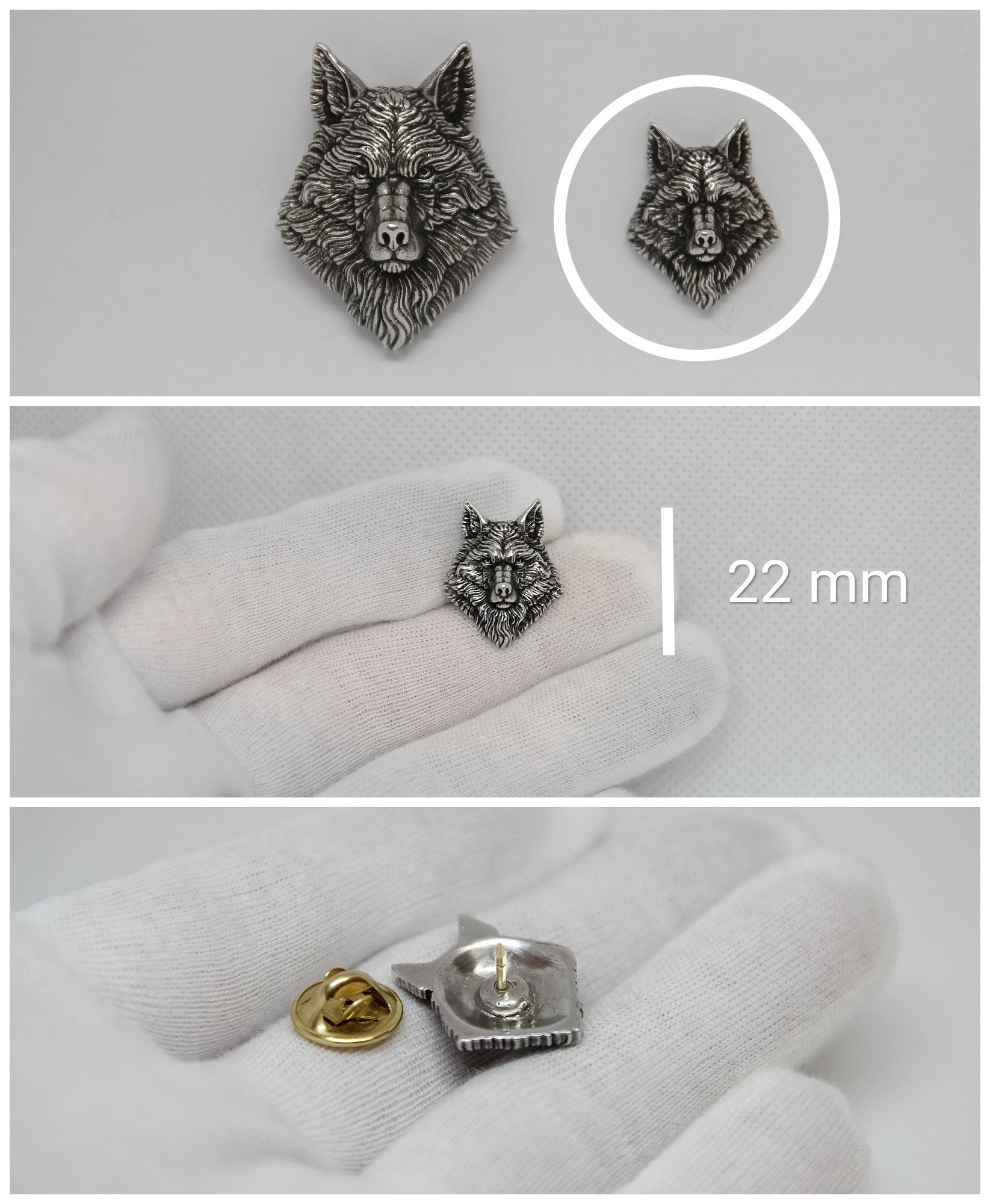 Pewter Pin Wolf Leader Metal Badge Wolf Head Handmade Brooch - Etsy