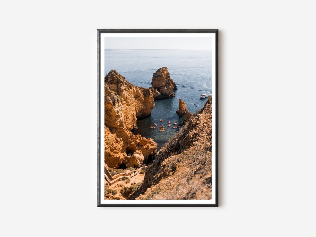 Algarve Portugal Photography Print: Ocean View Kayaks, Family Room Art ...