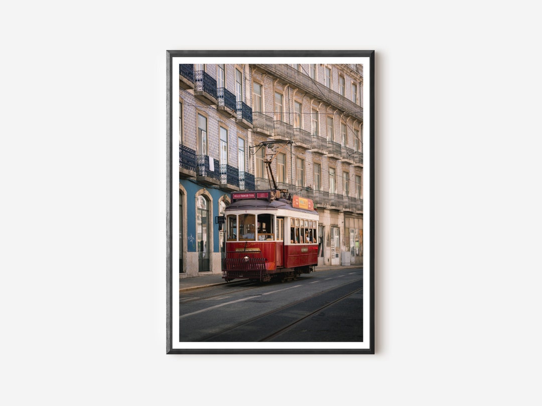 Red Train Wall Art for Entryway Lisbon Wall Art for Kid's Room Lisbon ...