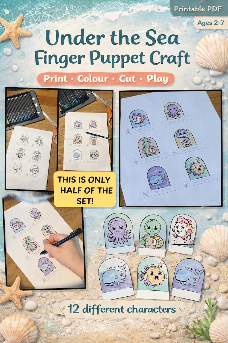 Ocean Theme Paper Finger Puppets: DIY Craft Kit Story Activity for Kids ...