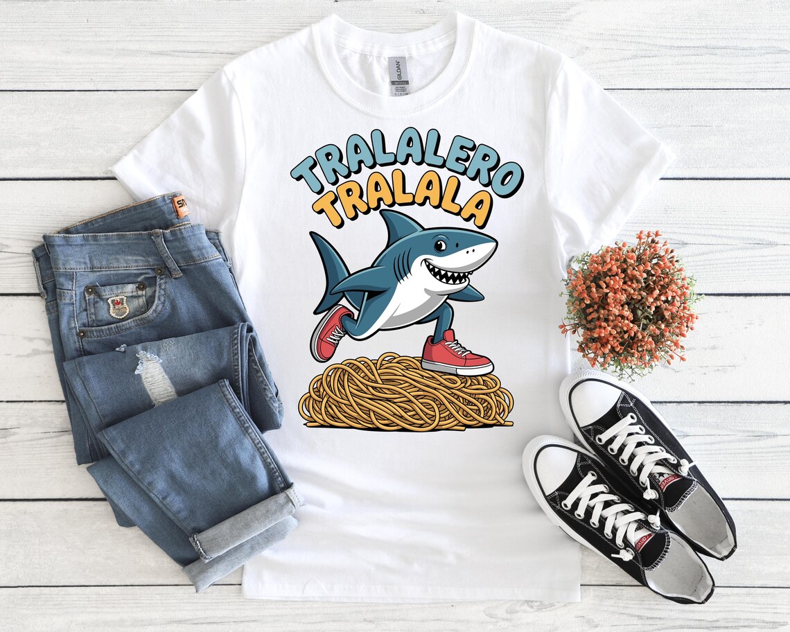 ITALIAN BRAINROT, Shark on Spaghetti Digital PNG, Funny Shark, Trendy ...