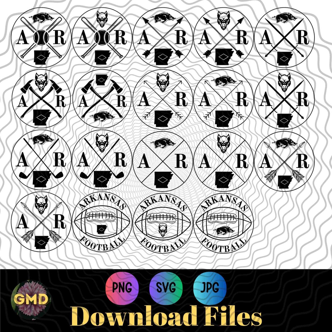 BUNDLE** Digital Arkansas State Designs Png Svg Jpg, Sports, Swords ...