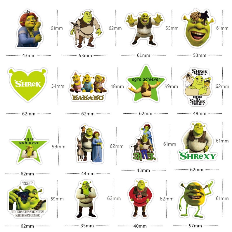 50x Shrek Stickers Cartoon Monster Shrek Graffiti Sticker DIY - Etsy