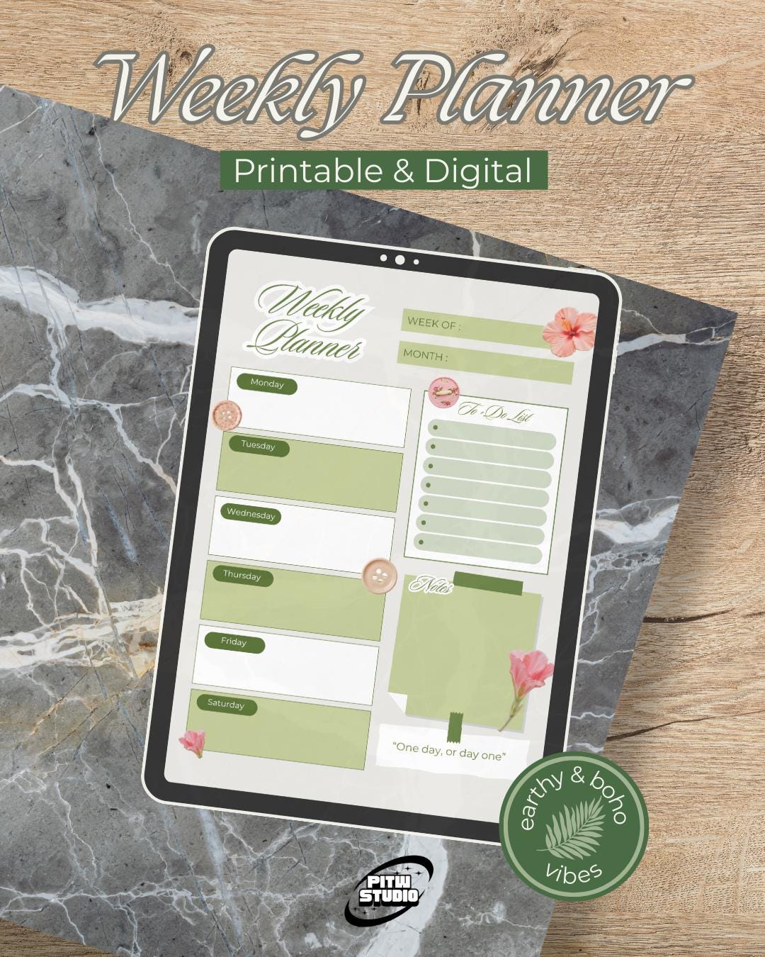 Boho Weekly Planner Template | Minimalist Canva Printable (A4, US ...