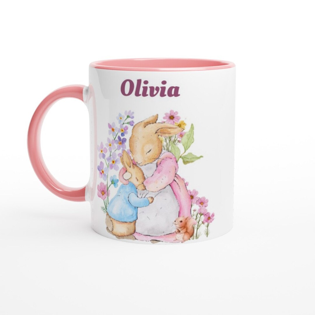 Peter Rabbit Personalized Pink Mug, Personalized Mug, Personalized Mug ...