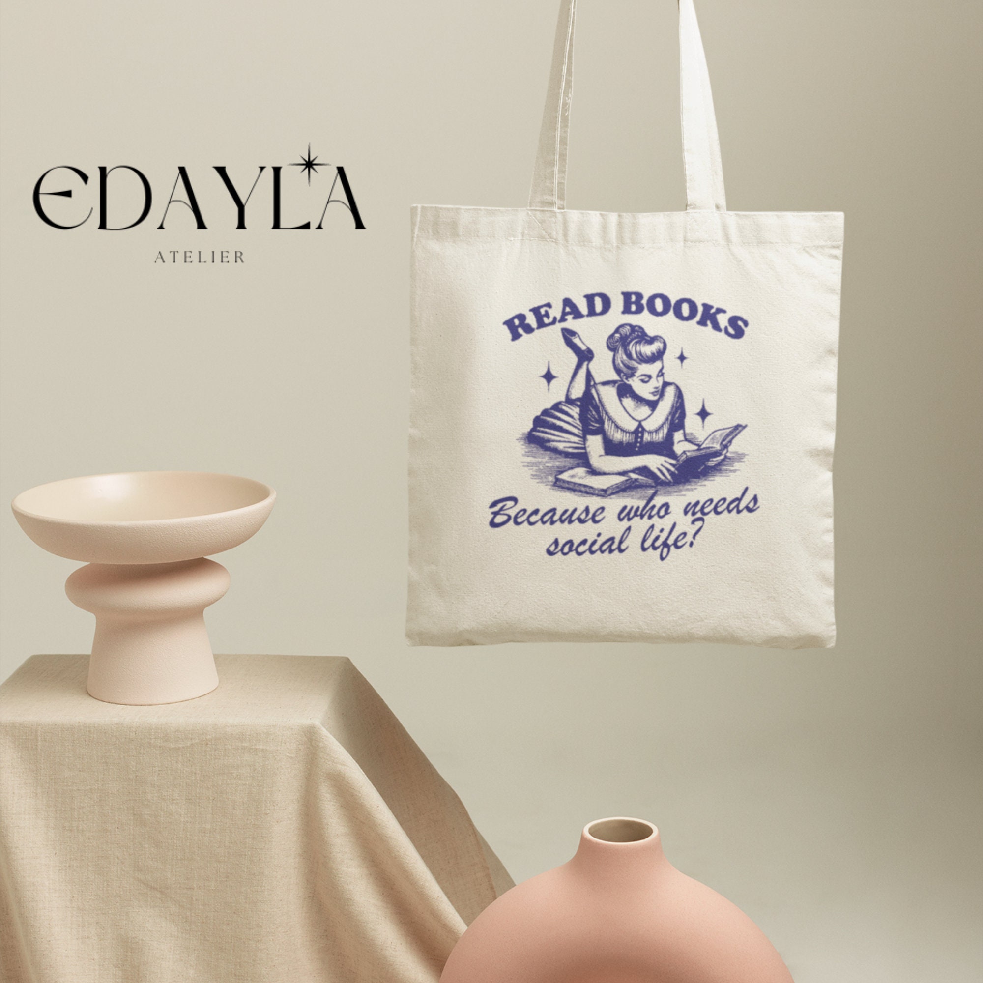 Reader Gift, Books, Booktok, Vintage Style Bag, Retro Bag, Retro Tote ...